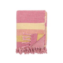 Bloomingville Decke ISNEL Pink Gelb Gestreift 160x130 cm | Gr.: onesize