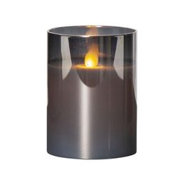 STAR TRADING LED Windlicht ,M-Twinkle' mit Flackereffekt, Batterie, Timer, grau, H | Gr.: onesize