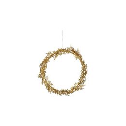 STAR TRADING LED Deko-Kranz ‚Elegant‘, goldener Blätterkranz, Batterien + Timer, Ø | Gr.: onesize