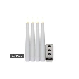 STAR TRADING LED Stabkerzen, Flamme Slim' in Weiß, 4er Set, Batterie, Timer, Fernbe | Gr.: onesize
