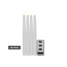 STAR TRADING LED Stabkerzen, Flamme Slim' in Weiß, 4er Set, Batterie, Timer, Fernbe | Gr.: onesize