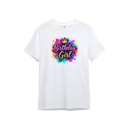 PAULGOS Kinder T-Shirt, Birthday Girl in Weiss | Gr.: 128