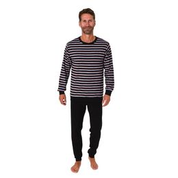 Normann langarm Frottee Schlafanzug Pyjama B&uuml;ndchen - 82239 in schwarz | Gr.: 48