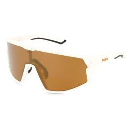 Uvex Sports S533089 skyryse | Unisex-Sonnenbrille | Fassung: Vollrand, Monoscheibe, Kunststoff, Weiß Matt | Glasfarbe: Gelb Spiegel Gold