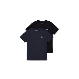 Alpha Industries T-Shirt »Basic T-Shirt SL 2 Pack« rep. blue / black/blue XXL XXL Single Jersey Stoff