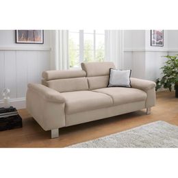 COTTA Polstergarnitur »Komaris, B: 193 bzw. 100 cm« Set, Set: 3er-Sofa & Hocker, mit Kopfteilverstellung beige +