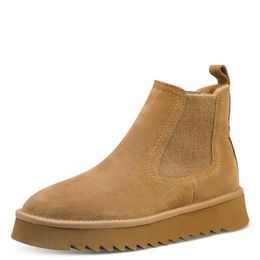 Tamaris Winterboots, Schlupfboots, Winterstiefelette mit beidseitigem Stretcheinsatz camel 40 40 Klassischer Chelseaboots mit Logoschriftzug an der...