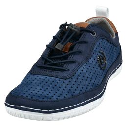 Bugatti Slip-On Sneaker, Freizeitschuh, Halbschuh, Slipper mit Lochmuster blau used 46 46 Halbschuh mit Kontrastnaht und Kontrastbesatz