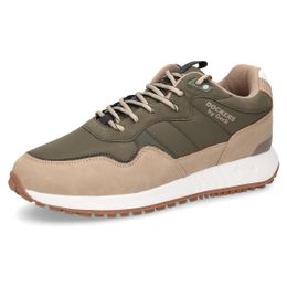 Sneaker Dockers by Gerli, Herren, Gr. 41, grün (khaki, beige), Lederimitat, Textil, Schuhe, Trekkingschuh, Outdoorschuh, Schnürschuh, Freiezeitschuh