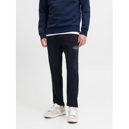 Jack & Jones Sweathose JACK & JONES "JPSTGORDON MAKOTO SWEAT PANTS", Herren, Gr. S, N-Gr, blau (sky captain), Web, Obermaterial: 60% Baumwolle, 40% Polyester, straight fit knöchellang, Hosen