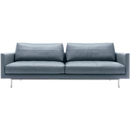 3,5-Sitzer "CR.414, Designsofa, edles Sofa, Loungesofa, Ledersofa, klares Design", blau (blaugrau), B:220cm H:91cm T:106cm, CREATION BY ROLF BENZ, Sofas, aus Leder oder Chenille, erstklassiger Sitzkomfort, legere Polsterung