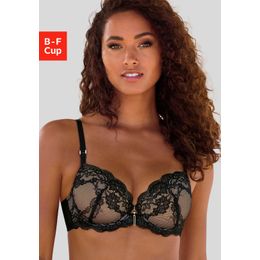 Schalen-BH Lascana, Damen, Gr. 70, Cup C, schwarz, Spitze, Obermaterial: 60% Polyamid, 35% Polyester, 5% Elasthan, BHs, mit Bügel und abnehmbarem Glitzeranhänger, sexy Dessous, Reizwäsche