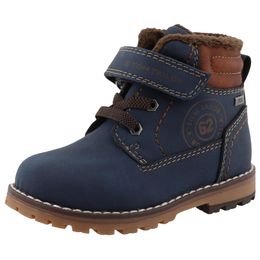 Tom Tailor M&auml;dchen Winterboots, Gr. 24dunkelblau, Lederimitat, kontrastfarbene Details, Schuhe, mit Klettverschluss