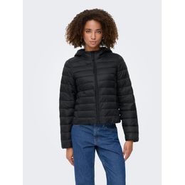 Steppjacke Only "ONLTAHIA LW QUILTED HOOD JKT OTW CC OTW", Damen, Gr. L, schwarz, Web, Obermaterial: 100% Nylon, unifarben, regular fit, Jacken