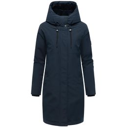 Wintermantel Navahoo "Hageltanz 14", Damen, Gr. L (40), navy, Obermaterial: 55% Polyester, 45% Nylon; Innenfutter: 100% Polyester; Wattierung: 100% Polyester; &Auml;rmelfutter: 100% Polyester; Kunstpelz: 100% Polyester, l&auml;ssig geschnitten ca. Mitte Oberschenkel, hoch geschlossener Ausschnitt, &Auml;rmel ohne &Auml;rmelschlitz normaler Saum, M&auml;ntel Wintermantel, Warmer Damen Kurzmantel mit Kapuze