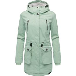 Kurzmantel Ragwear "Ellsa YOUMODO", Damen, Gr. 4XL (48), mint, Obermaterial: 100% Polyester; Innenfutter: 100% Polyester; Wattierung: 100% Polyester, tailliert ca. Mitte Oberschenkel, hoch geschlossener Ausschnitt, eng Strickbündchen mit Daumenlöchern, Mäntel, Winterparka mit auffälligen Taillenzugkordeln und Kapuze