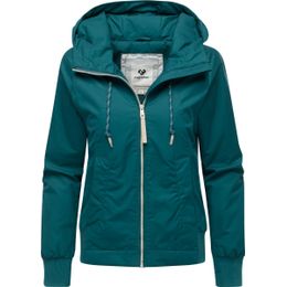 Outdoorjacke Ragwear "Lumie YOUMODO", Damen, Gr. L (40), petrol, Obermaterial: 65% Polyester, 35% Baumwolle; Innenfutter: 100% Polyester; Wattierung: 100% Polyester, l&auml;ssig geschnitten h&uuml;ftlang, hoch geschlossener Ausschnitt, &Auml;rmel ohne &Auml;rmelschlitz Rippstrickb&uuml;ndchen, Jacken Outdoorjacke, Gef&uuml;tterte &Uuml;bergangsjacke mit Kapuze
