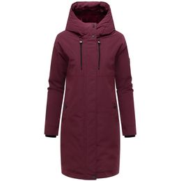 Wintermantel Navahoo "Hageltanz 14", Damen, Gr. L (40), weinrot, Obermaterial: 55% Polyester, 45% Nylon; Innenfutter: 100% Polyester; Wattierung: 100% Polyester; &Auml;rmelfutter: 100% Polyester; Kunstpelz: 100% Polyester, l&auml;ssig geschnitten ca. Mitte Oberschenkel, hoch geschlossener Ausschnitt, &Auml;rmel ohne &Auml;rmelschlitz normaler Saum, M&auml;ntel Wintermantel, Warmer Damen Kurzmantel mit Kapuze, Topseller