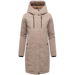 Wintermantel Navahoo "Hageltanz 14", Damen, Gr. S (36), taupe, Obermaterial: 55% Polyester, 45% Nylon; Innenfutter: 100% Polyester; Wattierung: 100% Polyester; &Auml;rmelfutter: 100% Polyester; Kunstpelz: 100% Polyester, l&auml;ssig geschnitten ca. Mitte Oberschenkel, hoch geschlossener Ausschnitt, &Auml;rmel ohne &Auml;rmelschlitz normaler Saum, M&auml;ntel Wintermantel, Warmer Damen Kurzmantel mit Kapuze