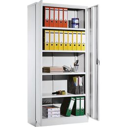 eurokraft basic Universalschrank mit Flügeltüren und 4 Fachböden, HxBxT 1950 x 915 x 421 mm, Korpus und Türen lichtgrau, ab 3 Stück