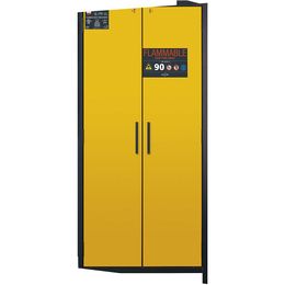 ASECOS Feuerbest&auml;ndiger Gefahrstoffschrank FM/UL/ULC/Typ 90, 2 T&uuml;ren, HxBxT 1953 x 893 x 615 mm, grau/gelb