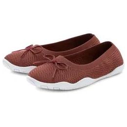 Sneaker Ballerinas Lascana, Damen, Gr. 36, rot (rotbraun), Obermaterial: 100% Textilmaterial. Decksohle: 100% Textilmaterial. Laufsohle: 100% Synthetik, unifarben, sportlich, Schuhe, Slipper, Halbschuh, ultraleicht zum Reinschlüpfen VEGAN