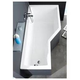 Badewanne Ottofond "Cello", weiß, B:80cm H:61cm L:170cm T:80cm, Sanitäracryl, Badewannen, mit Wannenträger, Ablaufgarnitur und 1-tlg Echtglas Wannenaufsatz