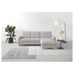 Ecksofa Home Affaire "Summer L-Form", silber, B:249cm H:91cm T:164cm, 95% Polyester, 5% Polyamid, Sofas, mit Recamiere, mit oder ohne Bettfunktion und Bettkasten, Cord-Bezug
