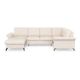 Wohnlandschaft Places of Style "Calando U-Form", beige (creme), B:326cm H:91cm T:188cm, 100% Polyester, Sofas, wahlweise mit Bettfunktion, Bettkasten und Armteilfunktion