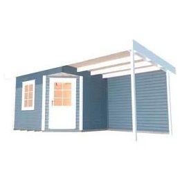 Gartenhaus Weka "Designhaus 213A Gr.2", grau (grau, weiß, naturbelassen), Fußboden im Gartenhaus, Rückwand, ohne Dacheindeckung, Holzwerkstoff, Gartenhäuser