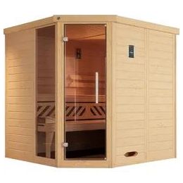 Sauna Weka "Kemi", beige (natur), Bio-Ofen, externe Steuerung, 7,5 kW, Saunen, 7,5 kW Bio-Ofen mit digitaler Steuerung