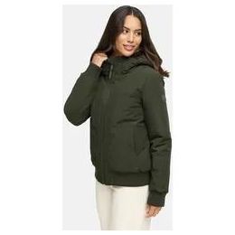 Winterjacke Marikoo "Mooni 16", Damen, Gr. XL, grün (schwarz olive), Obermaterial: 100% Nylon / Innenmaterial: 100% Polyester / Futtermaterial: 100% Polyester, Jacken, Gefütterte Übergangsjacke mit Kapuze und Kordelzug