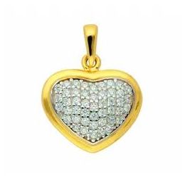 Herzkette ADELIA ́S "Halskette - Herzkette mit Anhänger Herz mit Zirkonia aus 333", gold, Halsketten, Damen, Gelbgold 333-Gold, Gelbgold 333, Gold, Schmuckset mit bis 45 cm stufenlos verstellbarer 925 Silber Halskette