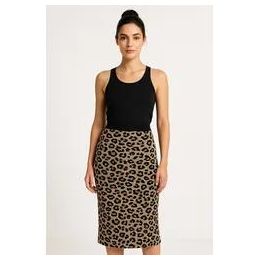 Strickrock Only "ONLIBI JQ SKIRT CC KNT", Damen, Gr. M (38), schwarz (schwarz pattern:with trench coat melange), Strick, Obermaterial: 50% Viskose, 27% Nylon, 23% Polyester, gemustert, regular fit kniebedeckend, Röcke