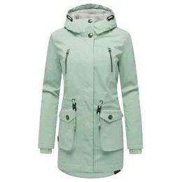Kurzmantel Ragwear "Ellsa YOUMODO", Damen, Gr. XS (34), mint, Obermaterial: 100% Polyester; Innenfutter: 100% Polyester; Wattierung: 100% Polyester, tailliert ca. Mitte Oberschenkel, hoch geschlossener Ausschnitt, eng Strickbündchen mit Daumenlöchern, Mäntel, Winterparka mit auffälligen Taillenzugkordeln und Kapuze