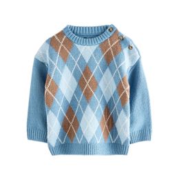 next Pullover Jungen Gr&ouml;&szlig;e 110 taubenblau / braun / wei&szlig;