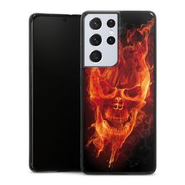 DeinDesign Galaxy S21 Ultra 5G Handy Silikon H&uuml;lle Case schwarz Handyh&uuml;lle Skull Fire Totenkopf