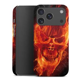 DeinDesign iPhone 17 Pro Handy Premium Case Smartphone Handyh&uuml;lle Schutzh&uuml;lle gl&auml;nzend Totenkopf Skull Fire Premium Case