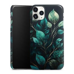 DeinDesign iPhone 11 Pro Max Handy Premium Case Smartphone Handyh&uuml;lle Schutzh&uuml;lle gl&auml;nzend Leaves Eukalyptus Black Premium Case