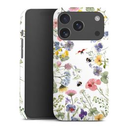 DeinDesign iPhone 17 Pro Handy Premium Case Smartphone Handyh&uuml;lle Schutzh&uuml;lle gl&auml;nzend Flowers Bee Muster Premium Case