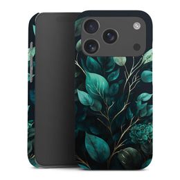 DeinDesign iPhone 17 Pro Handy Premium Case Smartphone Handyh&uuml;lle Schutzh&uuml;lle gl&auml;nzend Eukalyptus Leaves Black Premium Case
