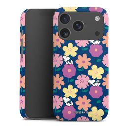 DeinDesign iPhone 17 Pro Handy Premium Case Smartphone Handyh&uuml;lle Schutzh&uuml;lle gl&auml;nzend Muster Snoopy Flowers Premium Case