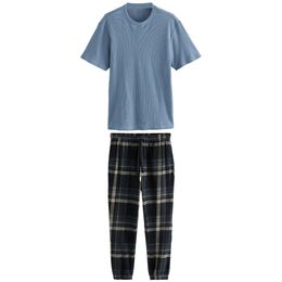 next Pyjama 'Motionflex' Herren Gr&ouml;&szlig;e M sand / taubenblau / schwarz