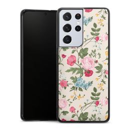 DeinDesign Galaxy S21 Ultra 5G Handy Silikon Hülle Case schwarz Handyhülle Vintage Flowers Ornament