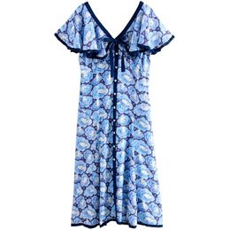 Cath Kidston Kleid Damen Gr&ouml;&szlig;e 50 hellblau / dunkelblau / wei&szlig; Winterkleid