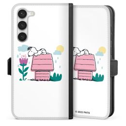 DeinDesign Galaxy S23+ Handy Klapph&uuml;lle Handyh&uuml;lle aus Kunst Leder schwarz Flip Case Snoopy Dog Official Licensed Product Sideflip mit Lasche