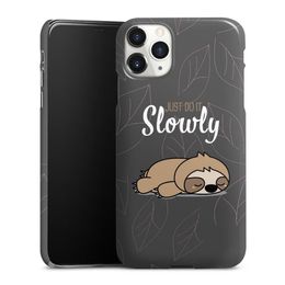 DeinDesign iPhone 11 Pro Max Handy Premium Case Smartphone Handyh&uuml;lle Schutzh&uuml;lle gl&auml;nzend Lazy Sunday Sayings Sloth Premium Case
