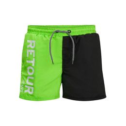 Retour Badeshorts "Renzo" in Grün/ Schwarz - 60% | Größe 158/164 | Kinder-bademode