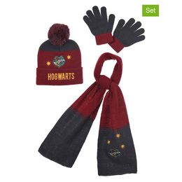 Harry Potter 3tlg. Winteraccessoires-Set "Harry Potter" in Bordeaux/ Schwarz - 84% | Größe 52 cm | Kindermuetzen