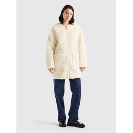 Benetton Wintermantel in Creme - 64% | Größe M | Damenjacken